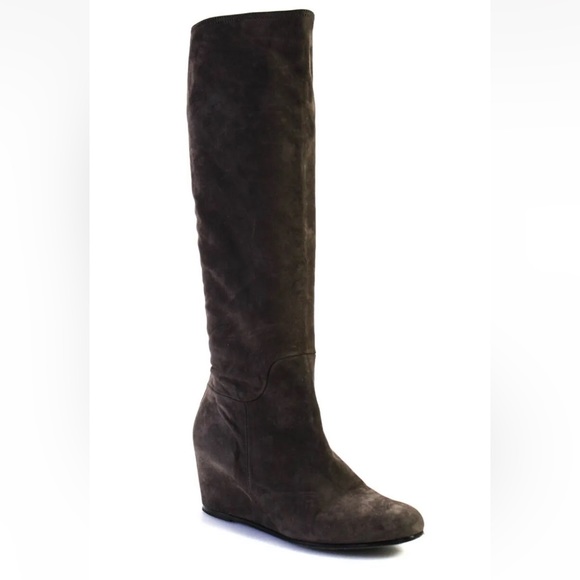 Vince | Shoes | Vince Taupe Soft Suede Leather Wedge Knee High Boots ...